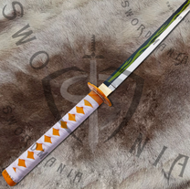 Demon Slayer Zenitsu Agatsuma Nichirin Sword with Plaque and Scabbard ...