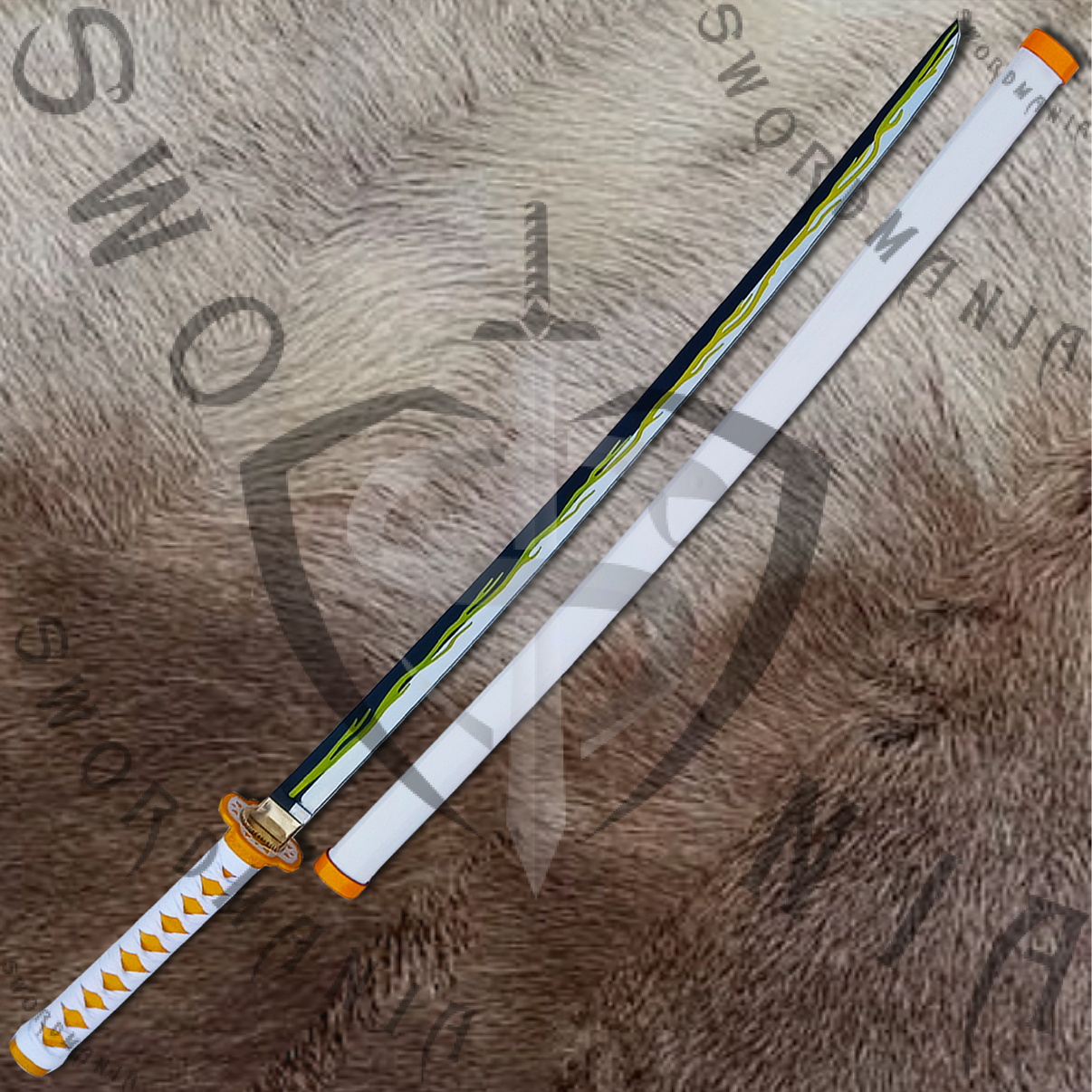 Demon Slayer Zenitsu Agatsuma Nichirin Sword with Plaque and Scabbard ...