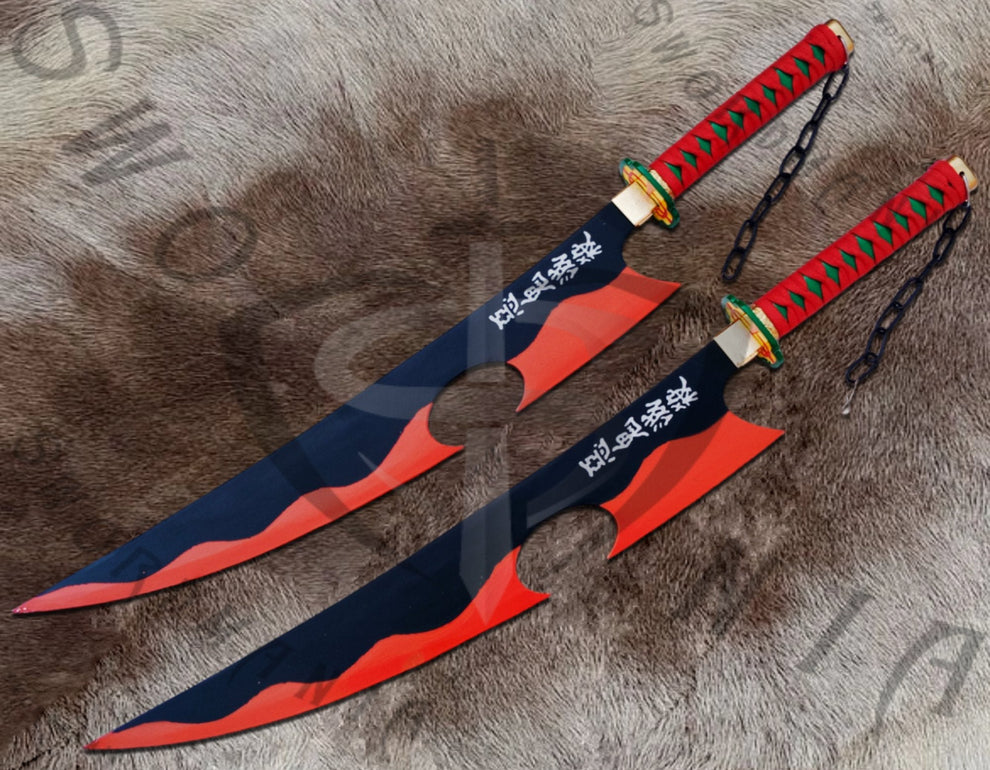 Demon Slayer Amber Nichirin Blades Swords of Uzui Tengen with Plaque a ...