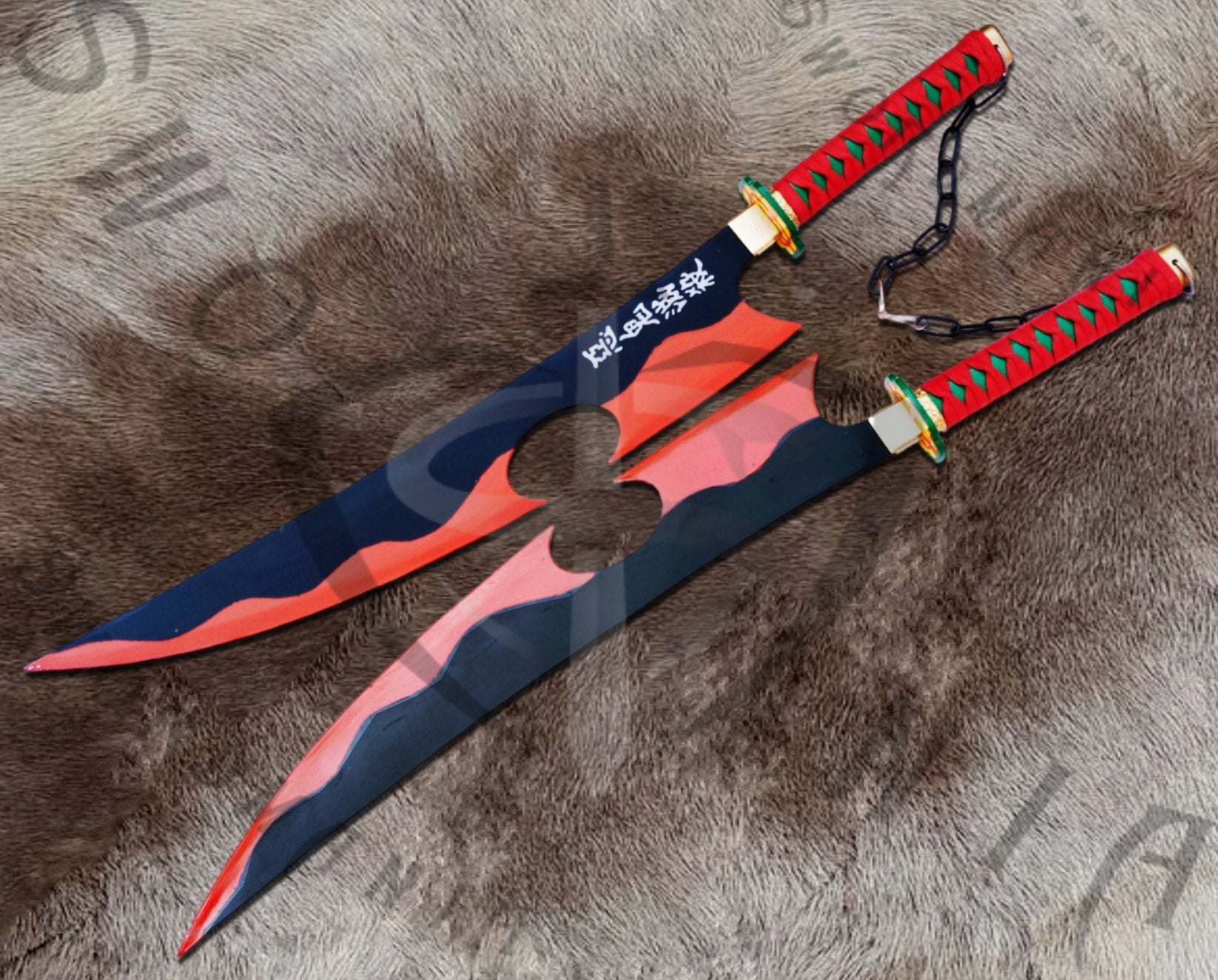 Demon Slayer Amber Nichirin Blades Swords of Uzui Tengen with Plaque a ...